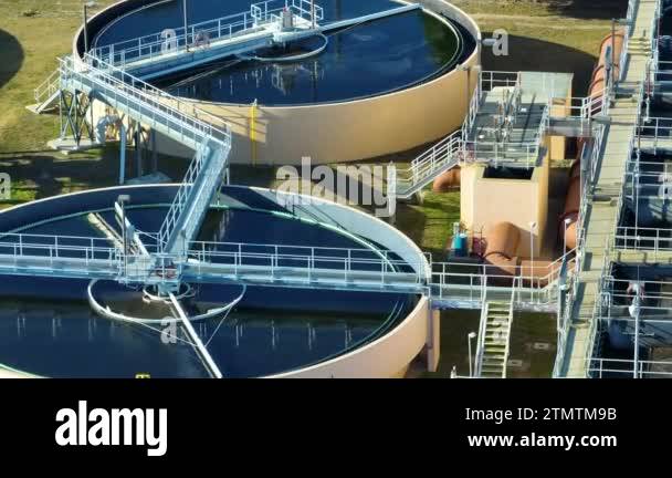 Modern water cleaning facility at urban wastewater treatment plant ...