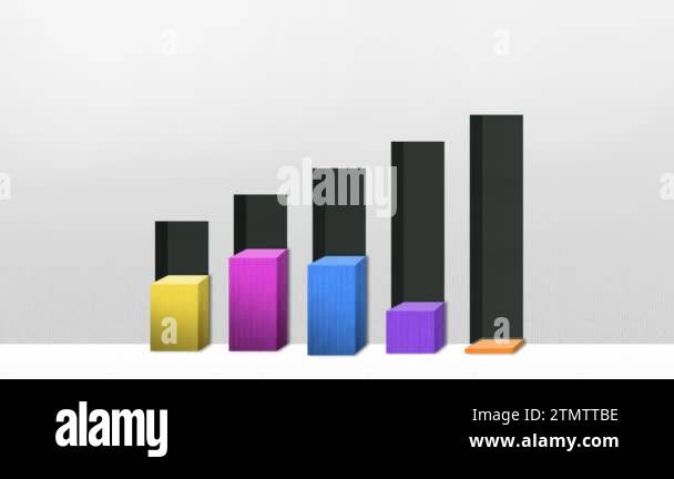 Five 3D square bar Chart, Increase economic graph (included alpha Stock ...