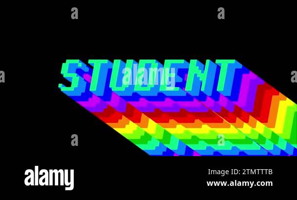 Student. 4k animated word with long layered multicolored shadow with ...