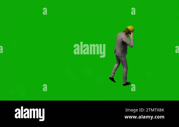 3d man manufacturing factory engineer on green screen talking walking ...