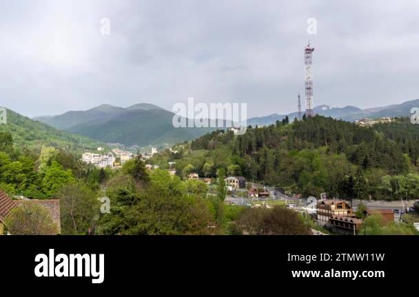 Dilijan, Armenia - 7 May 2023 - Time lapse view of Dilijan town showing ...