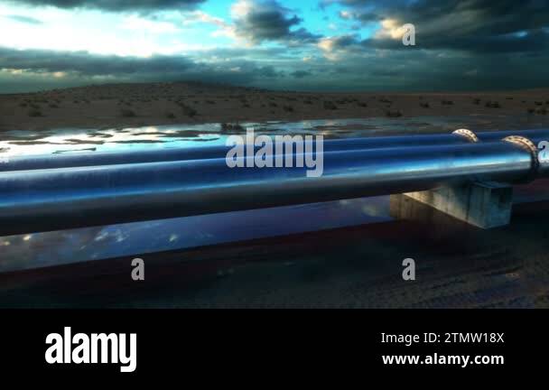 Pipeline transportation oil, natural gas or water in metal pipe. Oil ...