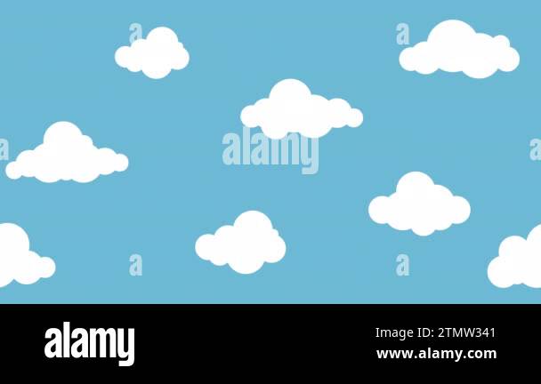 Horizontal movement animation of simple sky and cloud. Cartoon style ...