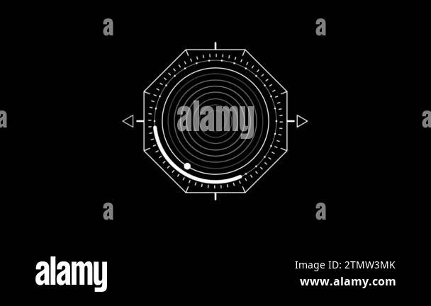 White HUD element User interface on isolated black background. Target ...