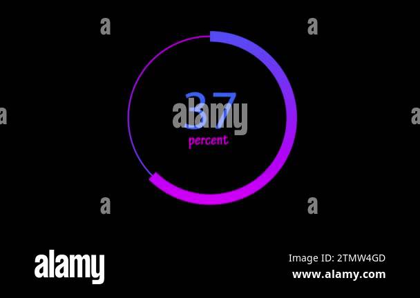 Loading Circle Ring. Loading Transfer Download Animation 0-100 on black ...