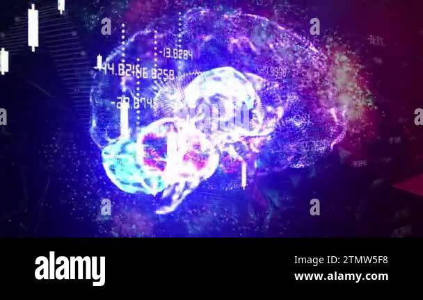 Artificial intelligence AI brain animation backgrounds, big data flow analysis, concepts ...