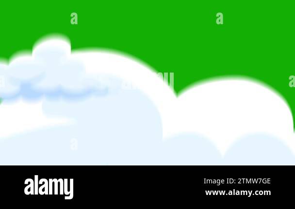 Cartoon cloud transition animation on a green screen. Cartoon cloud ...