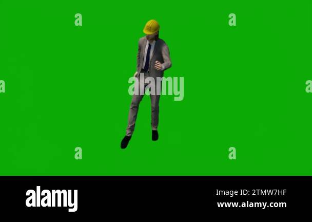 3d man manufacturing factory engineer on green screen talking walking ...