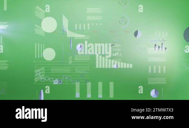 Animation Of Statistical Data Processing Against Green Gradient