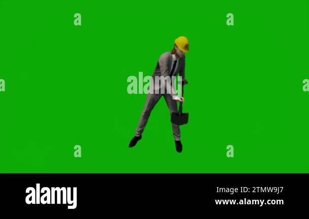 3d man manufacturing factory engineer on green screen talking walking ...