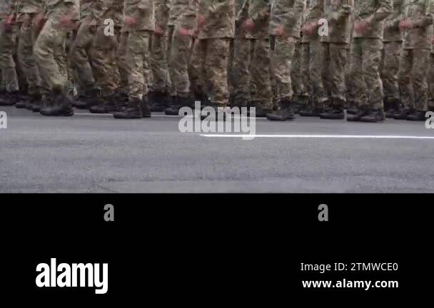 Military men marching in the parade. Soldiers legs. Boots forces and ...