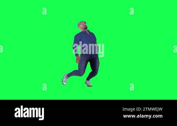 The moment of the fat man in blue clothes falling to the ground from ...