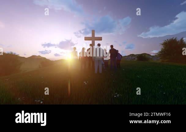 A crowd of people at a Christian meeting during the glorification ...