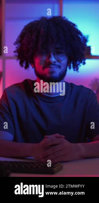 Vertical video. Refusing man. Meme expression. Negative answer. Hipster ...