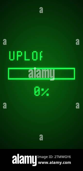 Vertical video animation of a pixelated loading bar and the message ...