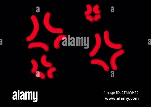 Animation of cartoon angry symbol lines on a black screen. The concept ...