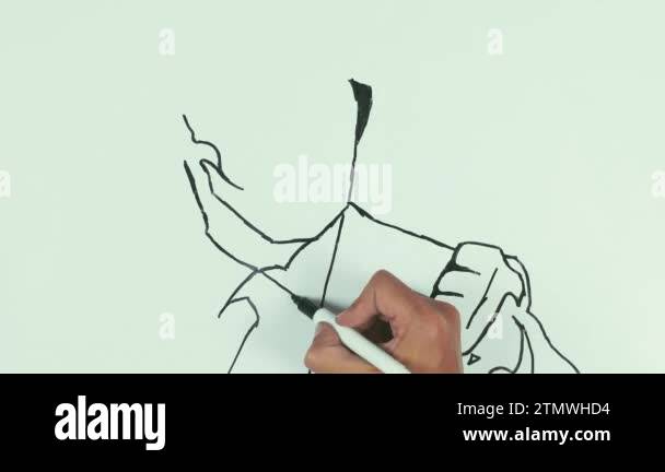 Man draw vladimir putin face caricature with black marker pen on ...