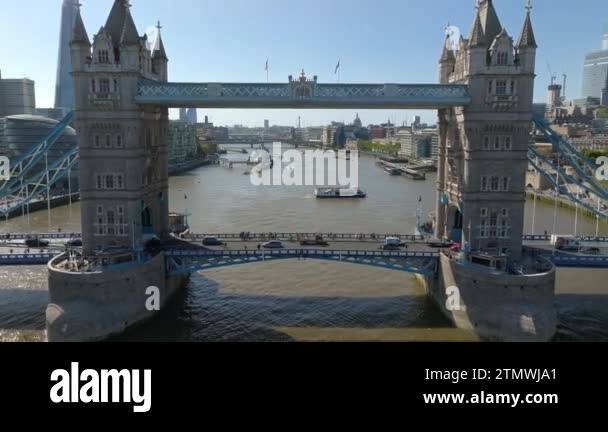 Aerial view of the Tower Bridge in London. One of Londons most famous ...