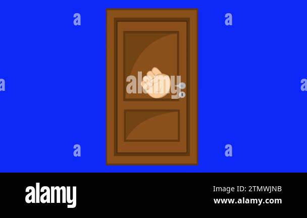 video animation of a hand knocking on the door, on a transparent ...