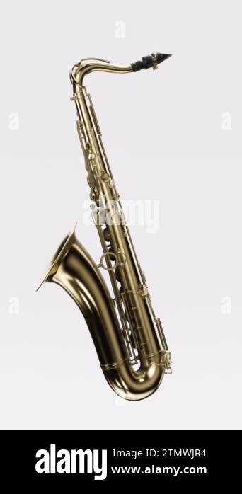 Saxophon isolated in loop in white background, concept of music ...