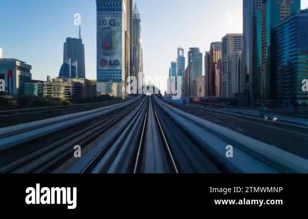 journey on the Dubai elevated Rail Metro System Stock Video Footage - Alamy