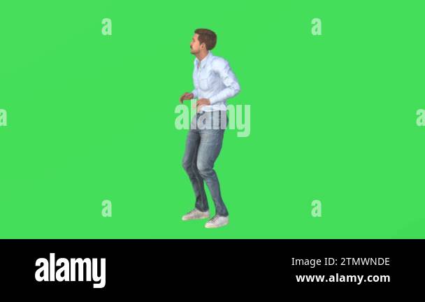 3D Australian man on green screen being afraid of loud noise in Chroma ...