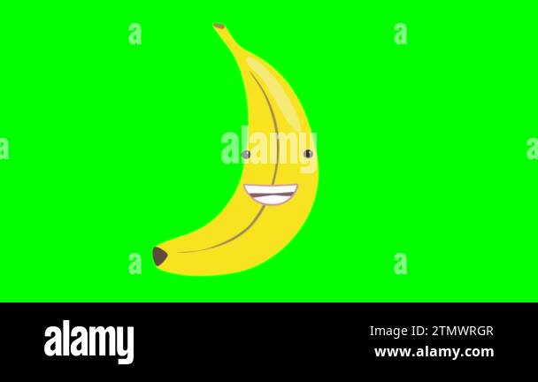 Cartoon banana talking loop with alpha channel. Vegetable animation on ...