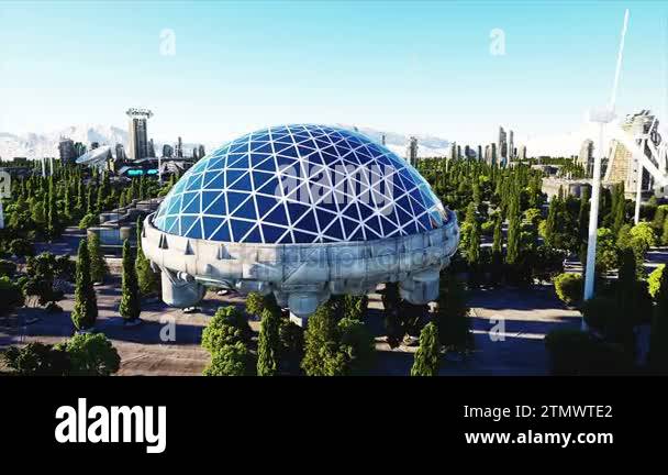 futuristic city, town. The concept of the future. Aerial view. Super ...