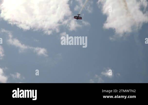 Private plane crash. A small plane during an aerobatic simulation ...