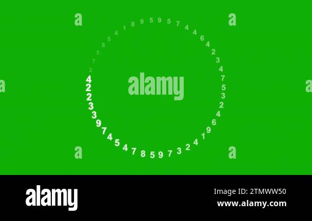 Spinning digital numbers circle motion graphics with green screen ...