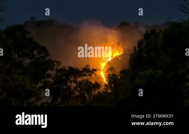 wildfire emission impacts air quality worldwide bush fire in 4k Stock ...