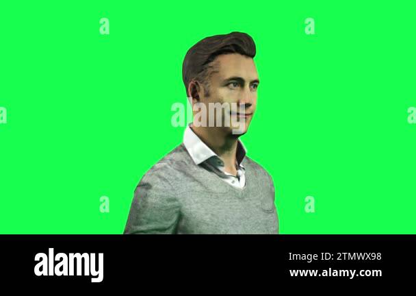 3d people in chroma key background isolated The young American man was ...