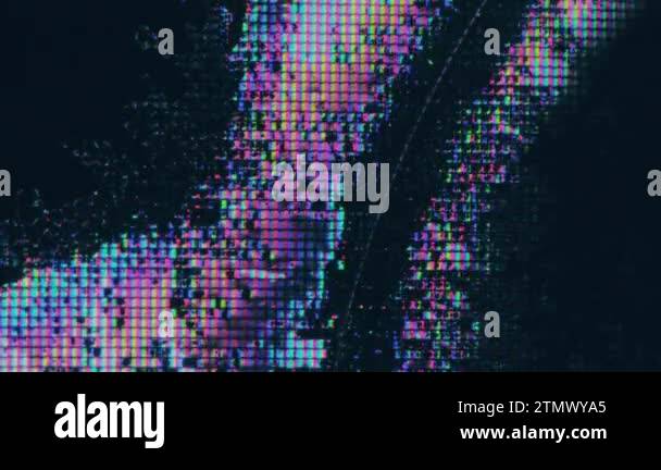 Neon pixel. Iridescent glitch. Pink purple blue color gradient liquid ...