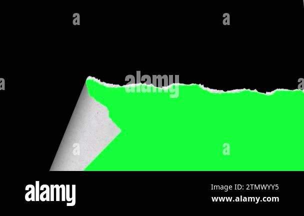 Torn paper transition effects with the green screen background Stock ...