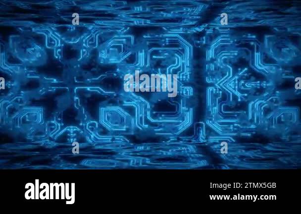 Digital Data moving on Circuit Board and CPU loop backgrounds. Computer Processing and ...