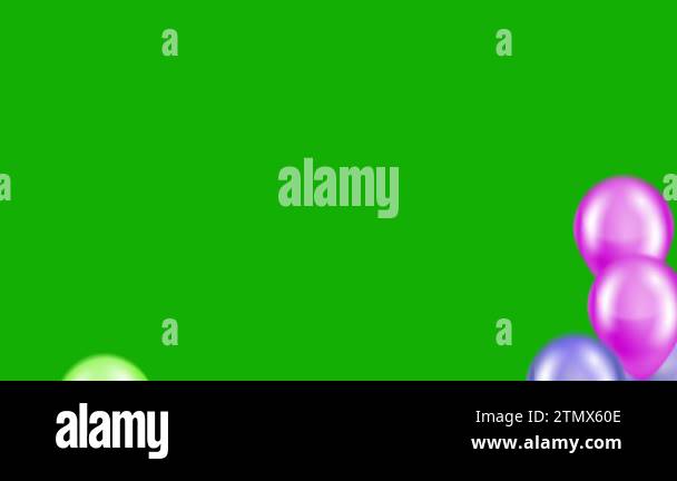 Colorful balloons frame animation on a green screen. Realistic balloon ...