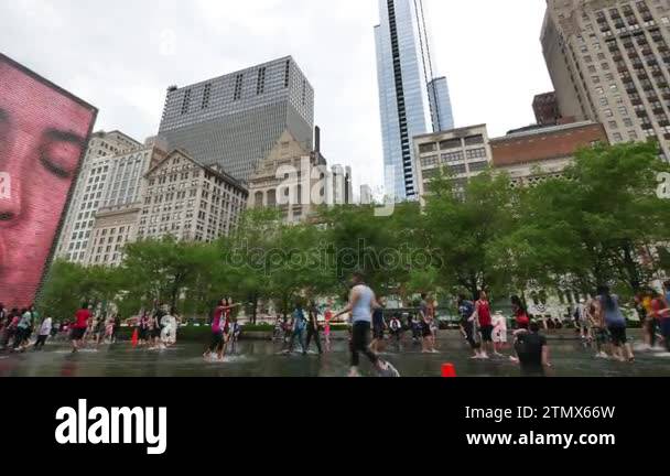 Crown Fountain in Millennium Park in Chicago Loop. The Crown Fountain ...