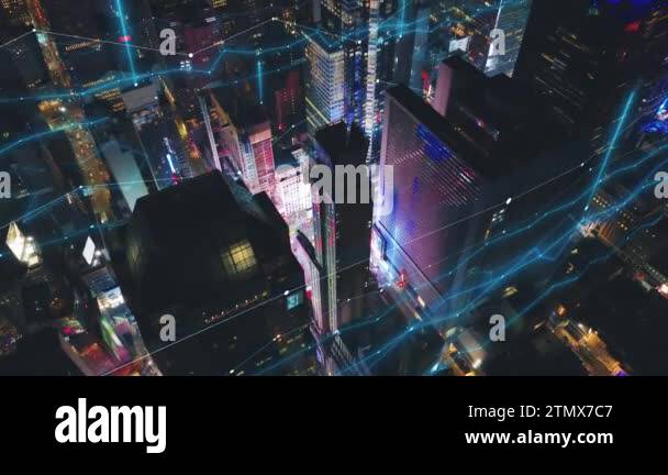 High angle view of modern high rise buildings around Time Square ...