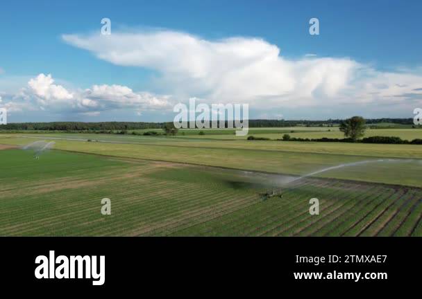 droughts in Europe,water sprinkler irrigation systems, Farming field ...