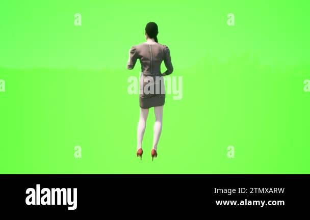 3d people green screen Korean saleswoman selling and explaining to ...