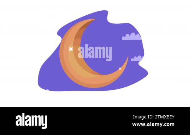 golden crescent moon in sky animation 4k video animated Stock Video ...