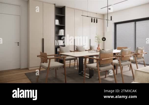 Contemporary Japandi interior design of the apartment stylish. interior of white living room. 3d ...