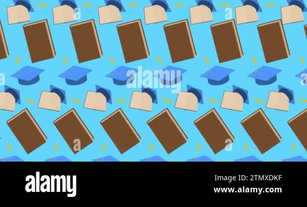 Graduation cap with books animation. Education concept video ...