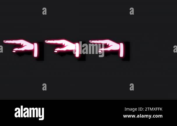 On-off animating human hand sign in retro style, Neon colored human ...