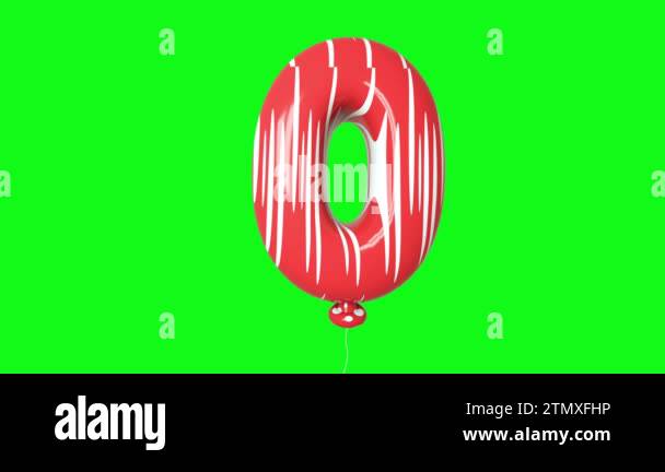 Number 0. Birthday And Anniversary Celebration Helium Balloon with Black screen Background Loop ...
