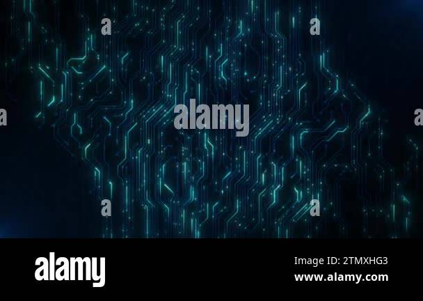 Digital Data moving on Circuit Board and CPU loop backgrounds. Computer Processing and ...