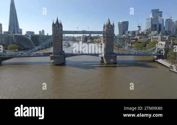 Aerial view of the Tower Bridge in London. One of Londons most famous ...