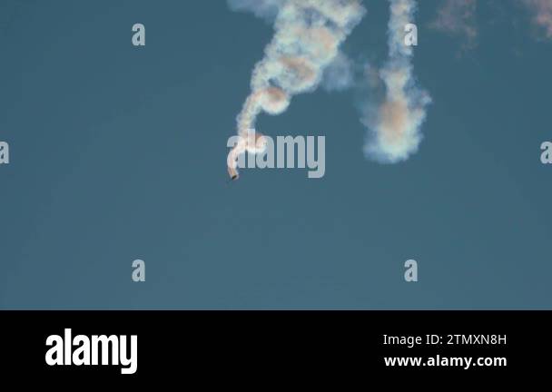 Private plane crash. A small plane during an aerobatic simulation ...