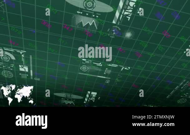 world - Grid of information - digital technology - numbers shifting ...