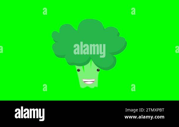 Cartoon talking broccoli loop with alpha channel. Vegetable animation ...